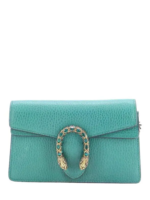 Gucci Dionysus Leather Super Mini Clutch Bag - Green