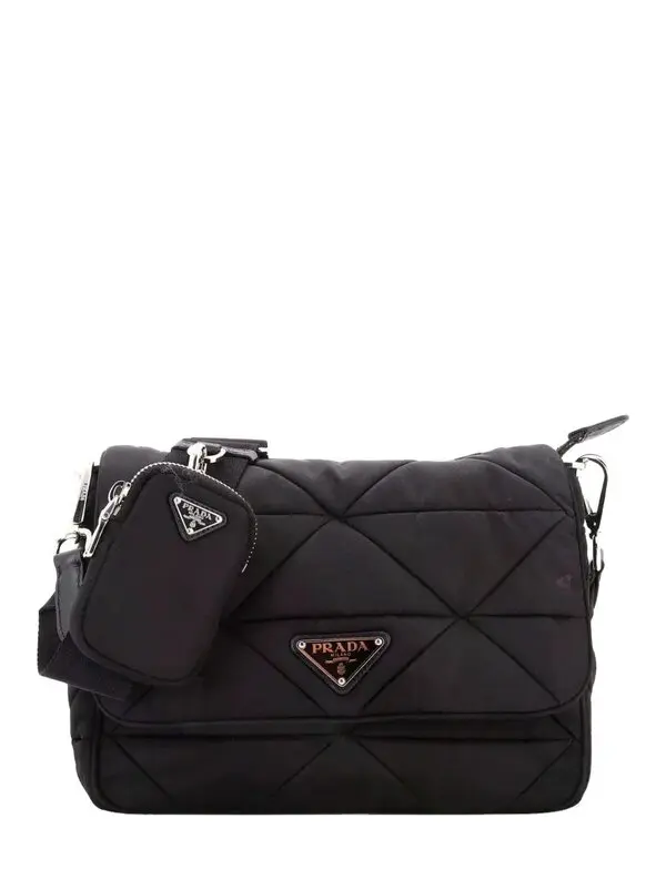 Prada Padded Flap Shoulder Bag - Black
