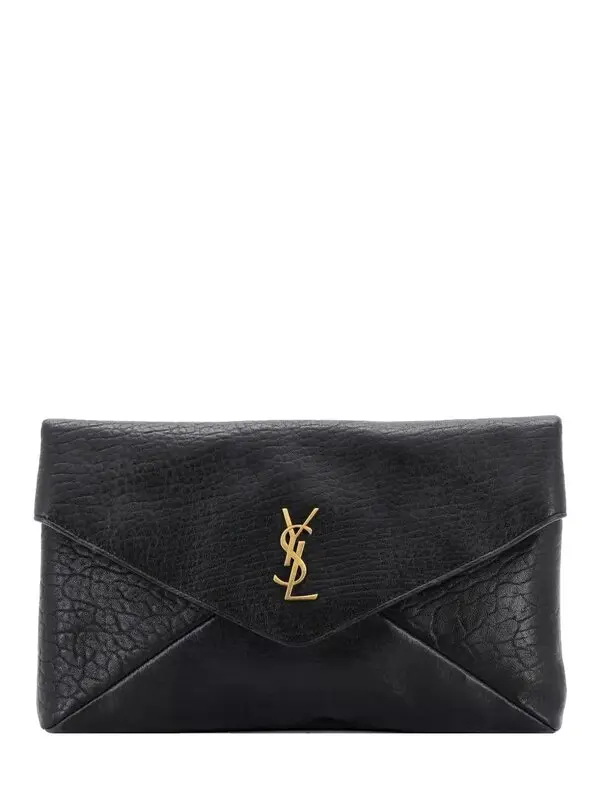 Saint Laurent Cassandre Envelope Large Clutch Bag - Black