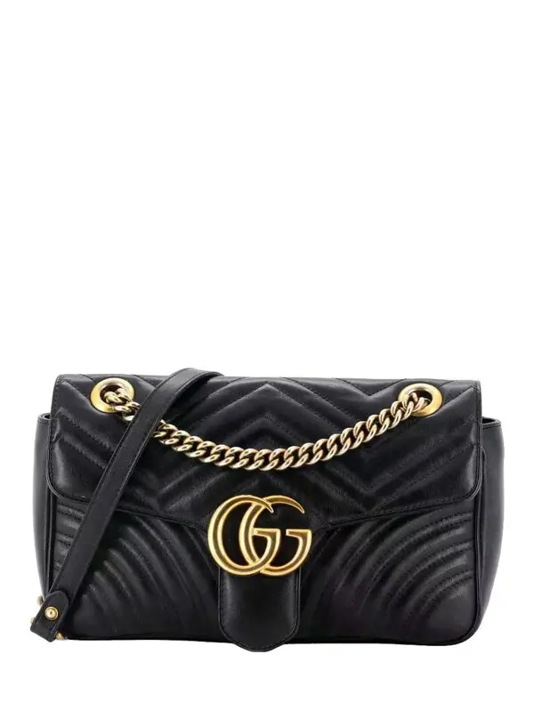 Gucci Gg Marmont Flap Medium Shoulder Bag - Black