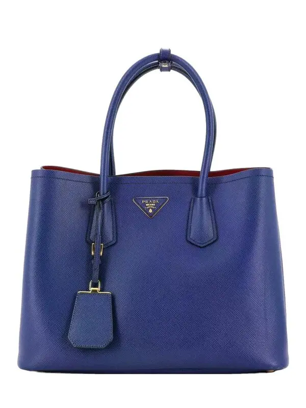 Prada Cuir Double Saffiano Leather Medium Tote Bag - Blue