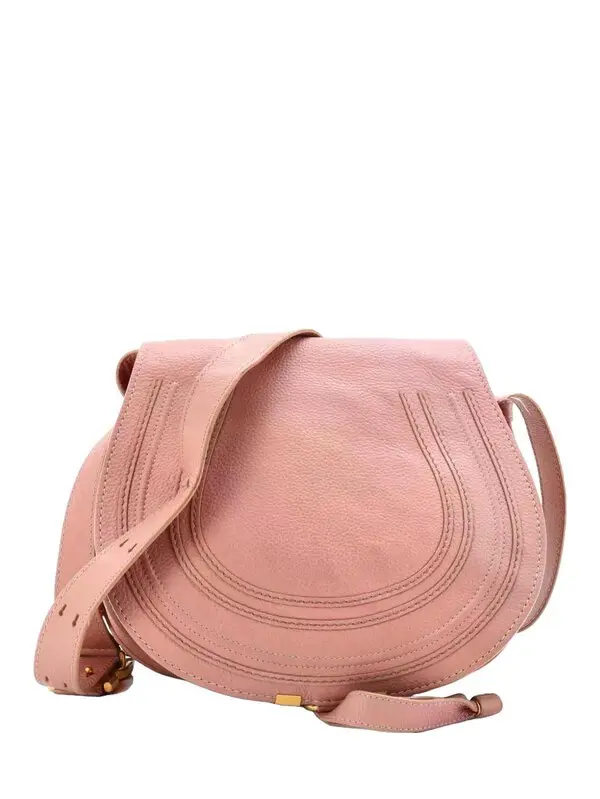 Chloé Marcie Saddle Bag Leather Medium Crossbody Bag - Pink