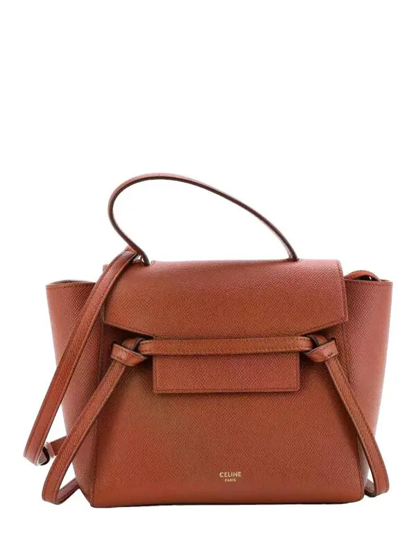 Celine Belt Bag Textured Leather Nano Shoulder Bag - Brown