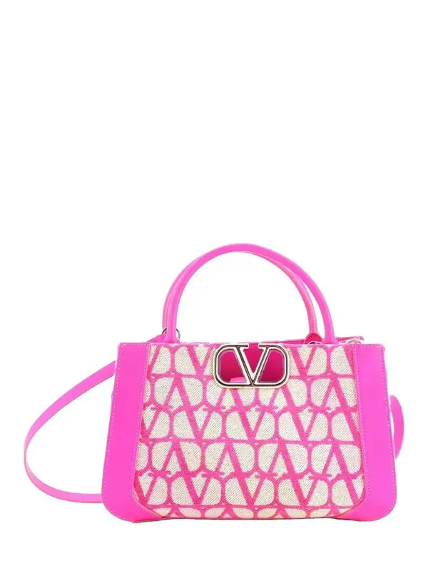 Valentino Garavani Vlogo Toile Iconograph Small Tote Bag - Pink