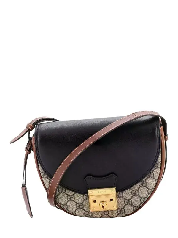 Gucci Padlock Saddle Shoulder Bag Gg Coated Canvas - Brown