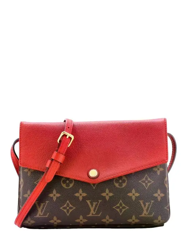 LOUIS VUITTON Twice Handbag Monogram Canvas And Leather Crossbody Bag - Brown