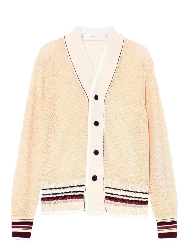 Toga V-neck Striped Hem Cardigan - Neutrals