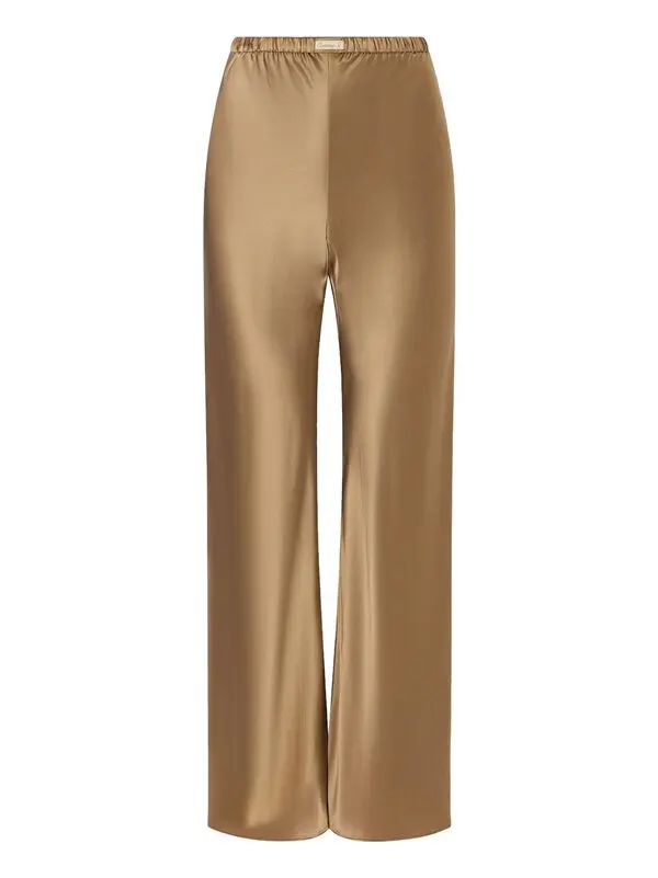 Comme Si Appliquéd Silk-charmeuse Straight-leg Pants - Brown