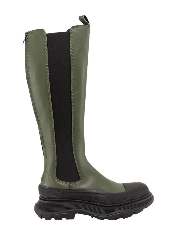 Alexander McQueen Tread Slick Knee High Boots - Green