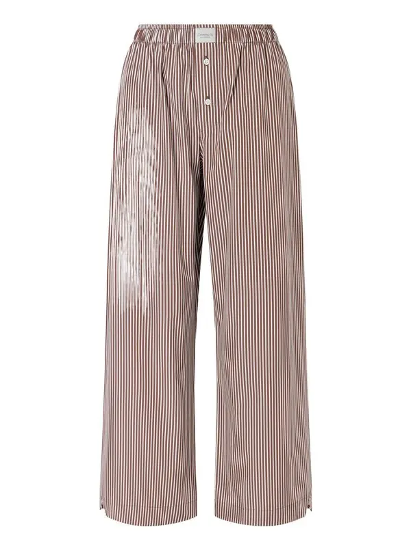 Comme Si La Boxer Alta Striped Cotton-poplin Pants - Brown