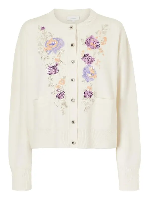 Rabanne Embellished Wool And Cashmere-blend Cardigan - Cream