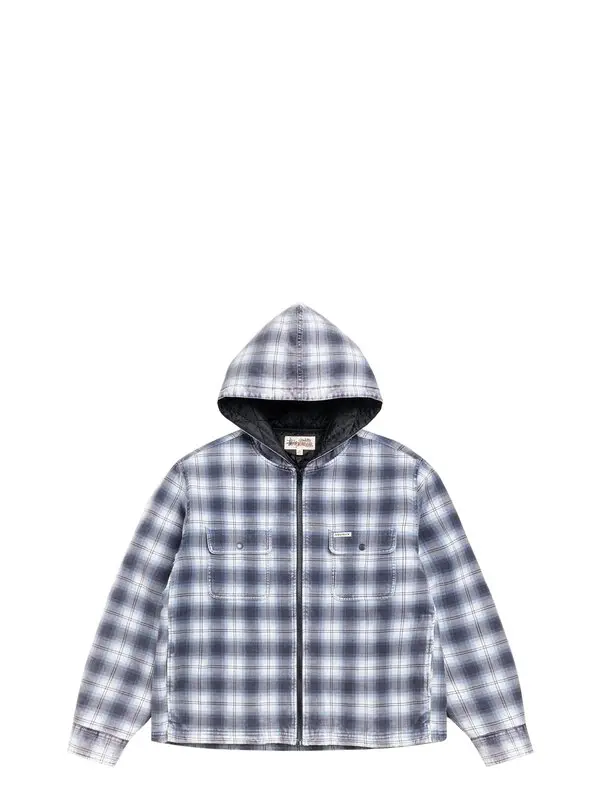 StÜssy Zip Hooded Plaid Shirt - Blue