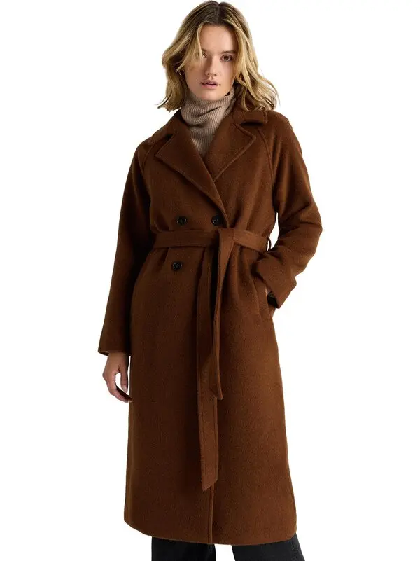 Quince Camel Hair Double-breasted Long Wrap Coat - Vicuna