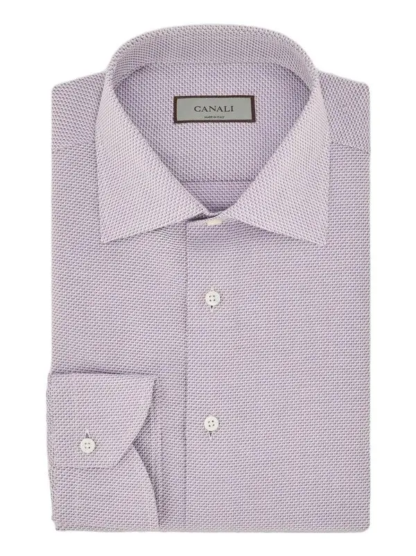 Canali Impeccabile Twill Cotton Regular-fit Shirt - Purple