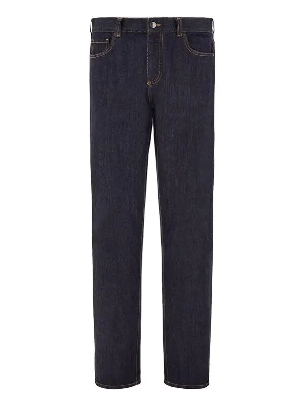 Canali Five-pocket Slim-fit Stretch Denim Pants - Blue