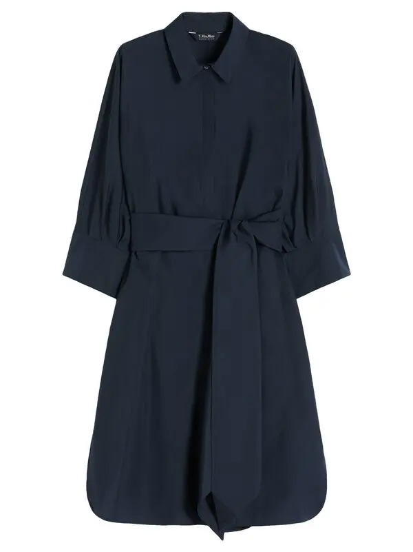 Max Mara Cotton Belted Midi Shirt Dress - Blue