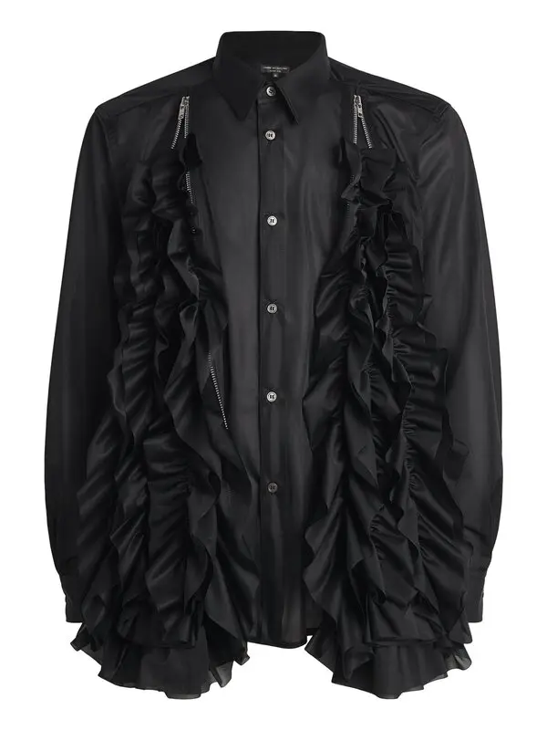 Comme Des Garçons Ruffled Zip-detail Shirt - Black