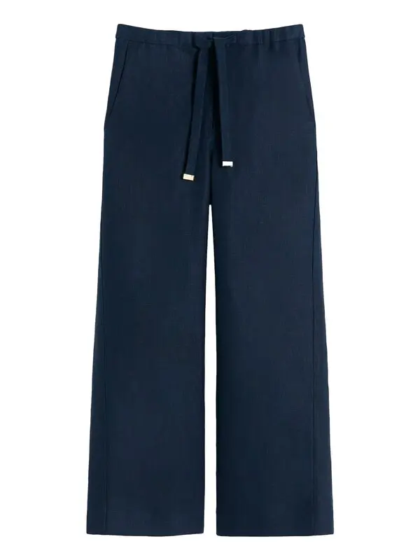 Max Mara Linen Drawstring Trousers - Blue