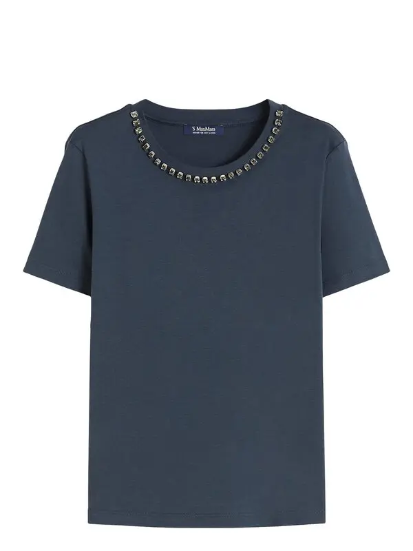Max Mara Embellished Jersey T-shirt - Blue