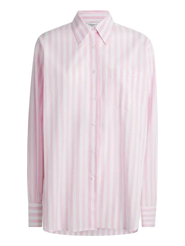 Hunza G Cotton Stripe Cabana Shirt - Pink