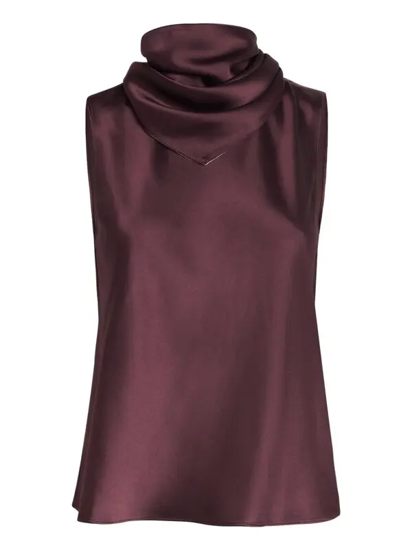 LESET Satin Cowl-neck Top - Burgundy