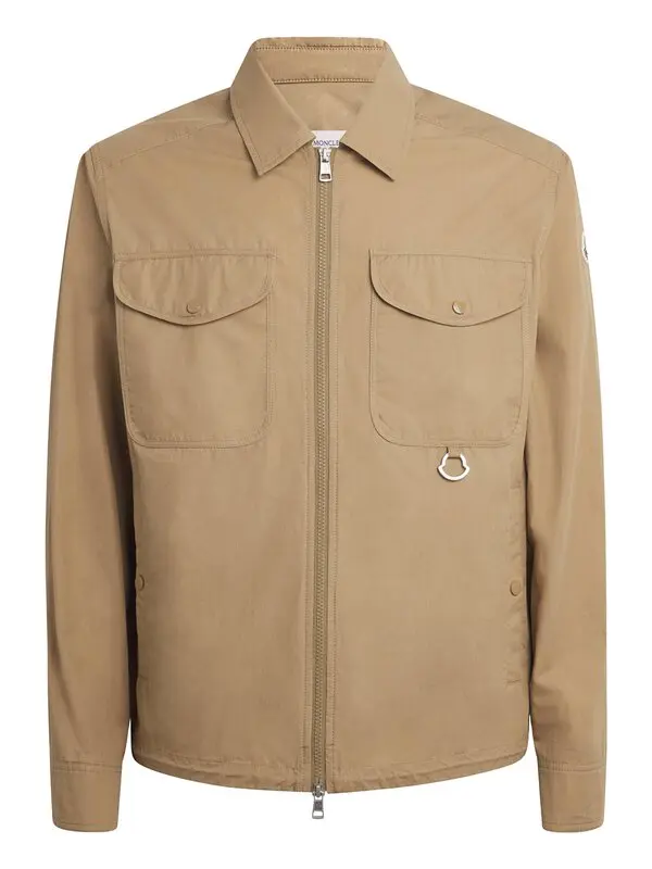 Moncler Cotton Poplin Zip-up Shirt - Beige