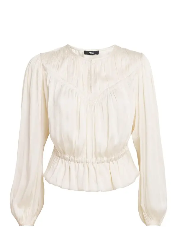 Paige Eco Satin Gansevoort Blouse - White