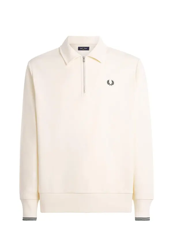 Fred Perry Cotton Half-zip Sweatshirt - White