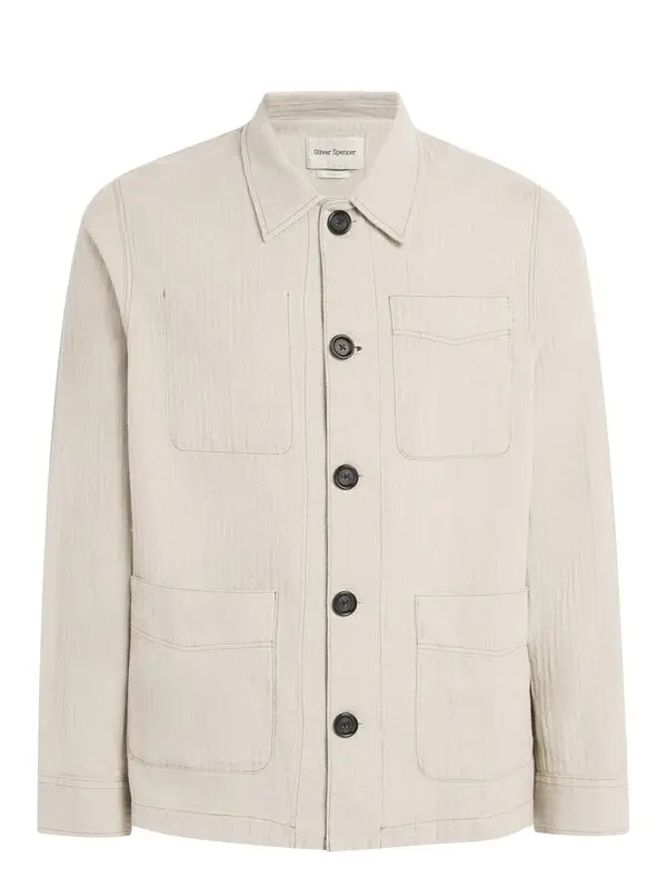 Oliver Spencer Linen Patch-pocket Jacket - Beige