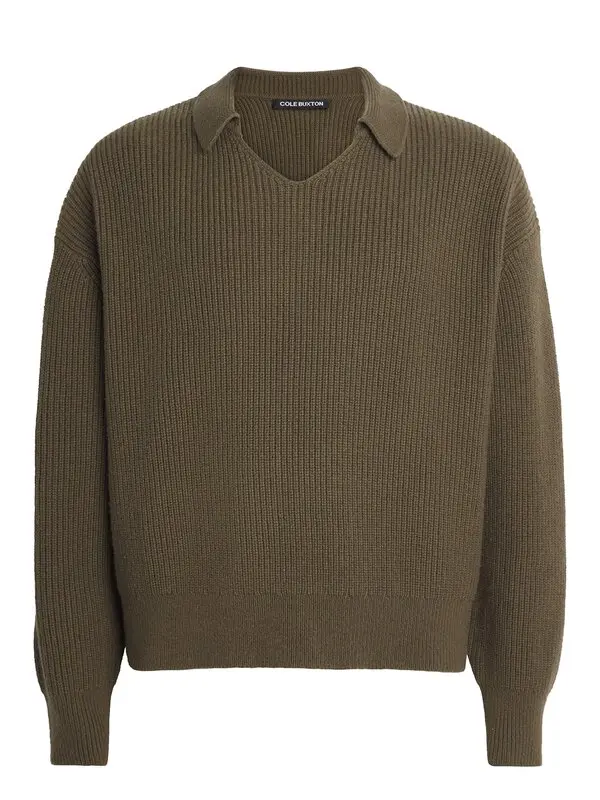 COLE BUXTON Alpaca-blend Polo Sweater - Green