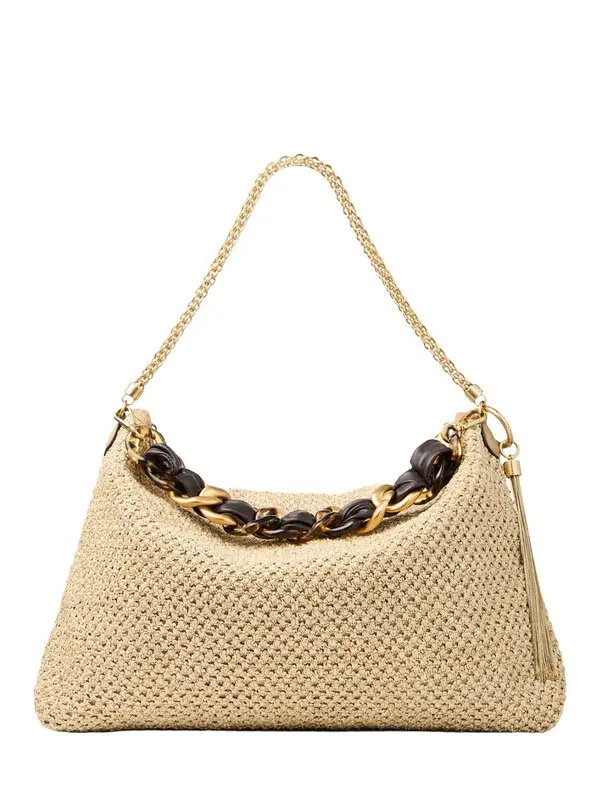 JIMMY CHOO Callie Maxi Raffia Shoulder Bag - Neutral