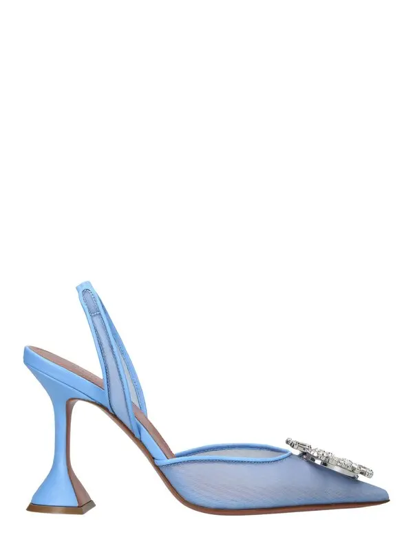Amina Muaddi Mesh Begum 95 Slingback Pumps - Blue