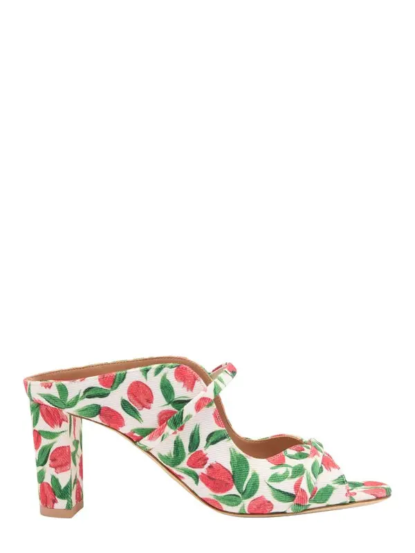 MALONE SOULIERS Canvas Tulip Print Norah Heeled Sandals - Red