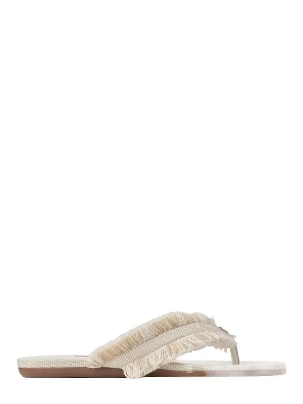 JIMMY CHOO Bay Flat Canvas Flip Flop - Neutral