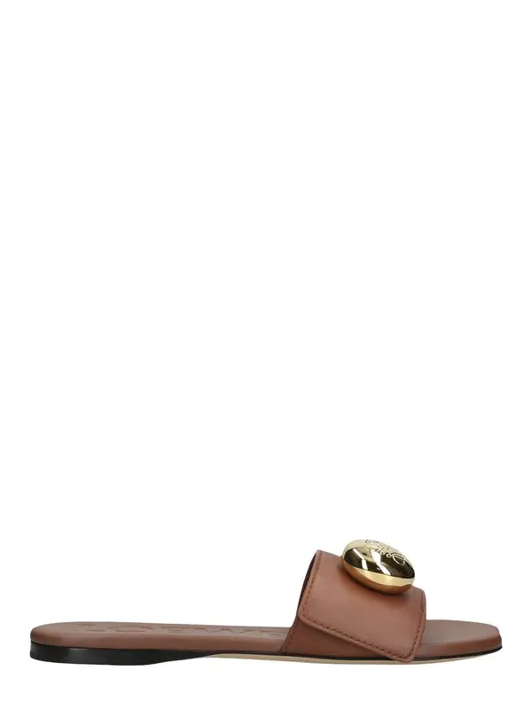 Loewe Leather Pebble Slides - Brown