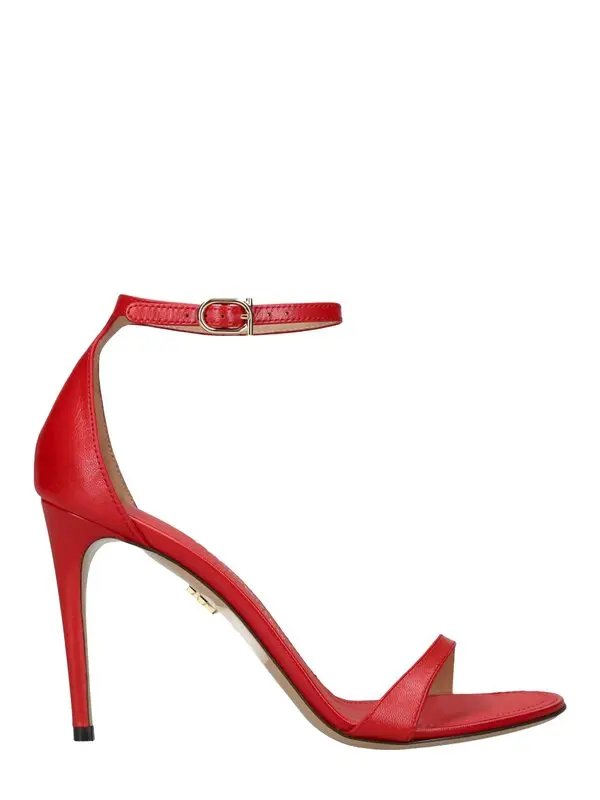 FERRAGAMO Leather Milly Heeled Sandals 95 - Red