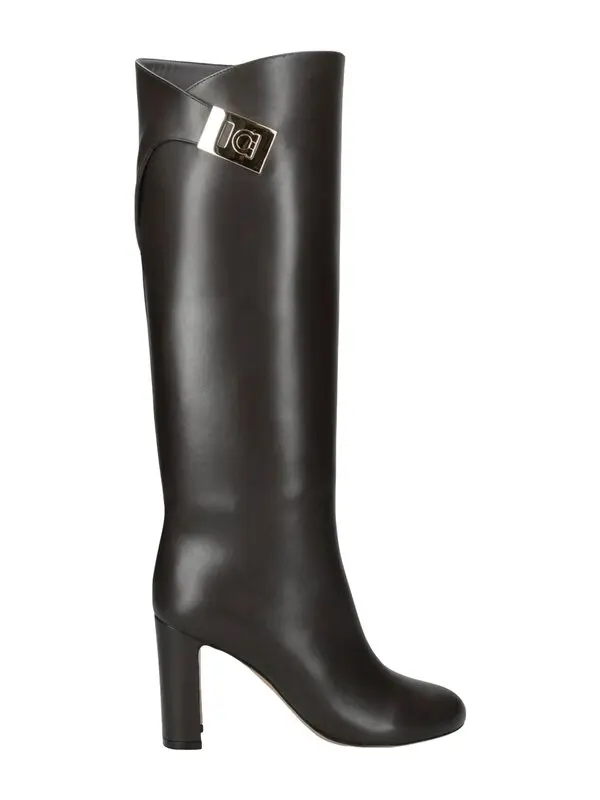 FERRAGAMO Leather Enni Knee-high Boots 95 - Brown