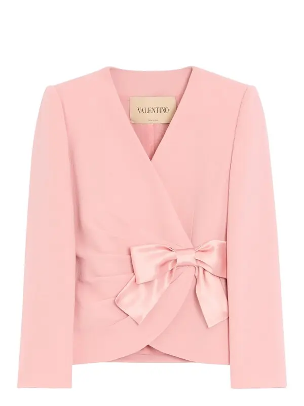 Valentino Garavani Wool Crepe Jacket With Bow Detail - Pink