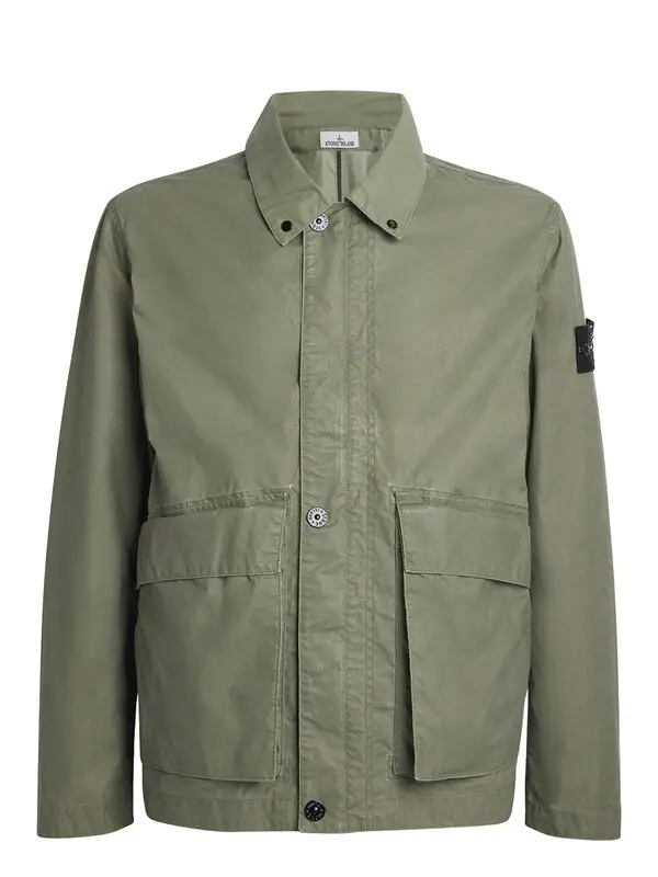 Stone Island Waxed Canvas Coach Jacket - Green