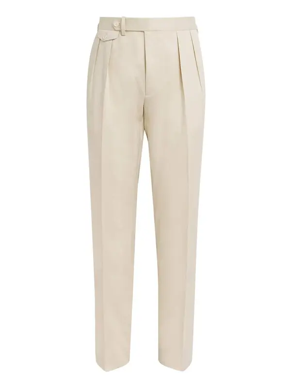 Ralph Lauren Purple Label Silk Pleated Gregory Trousers - Ivory