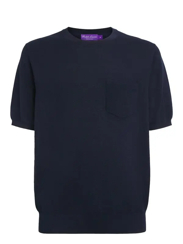 Ralph Lauren Purple Label Silk-cotton-blend T-shirt - Navy