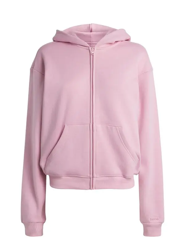 SKIMS Cotton-blend Fleece Zip-up Hoodie - Pink
