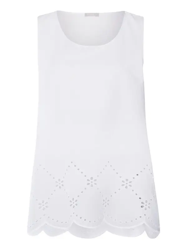 Hanro Cotton Broderie Anglaise Tank Top - White