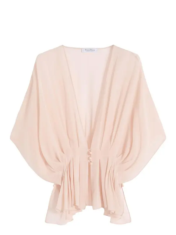 Max Mara Silk Plunge Neck Cape - Beige