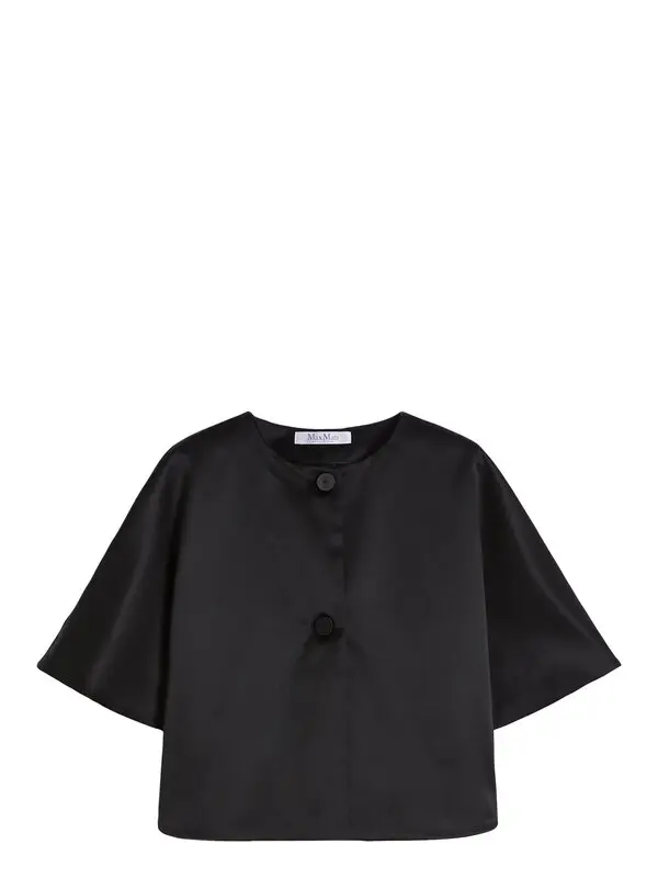 Max Mara Satin Cape-style Top - Black