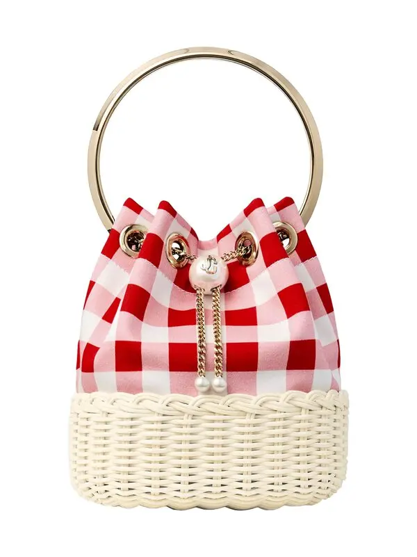 JIMMY CHOO Canvas And Raffia Top-handle Bag - Red