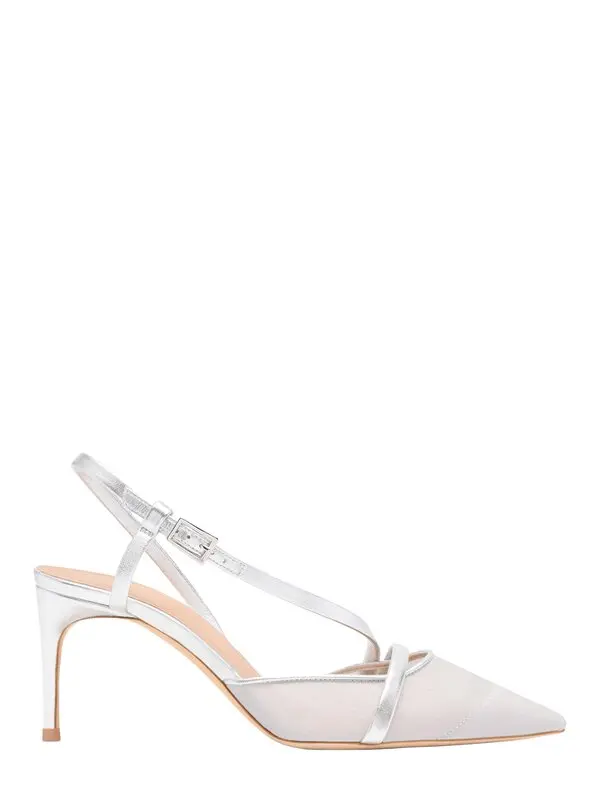 MALONE SOULIERS Valeria Organza Slingback Pumps - Silver