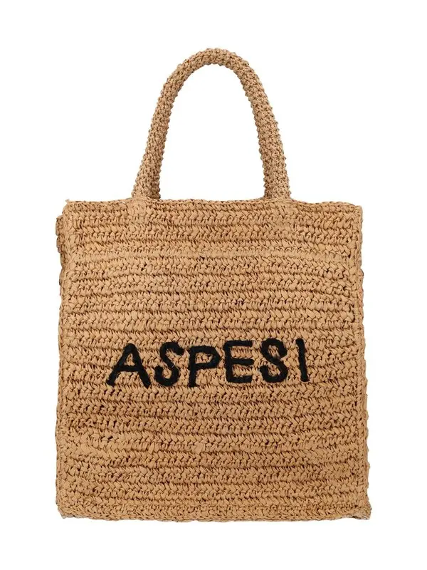 Aspesi Shopper Bag With Embroidery - Beige