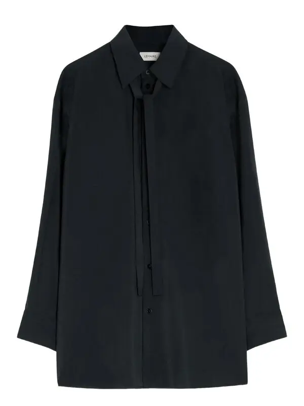 LEMAIRE Long Shirt With Tie Detail - Charcoal