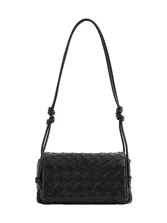 Bottega Veneta Notturo Mini Leather Shoulder Bag - Black-gold